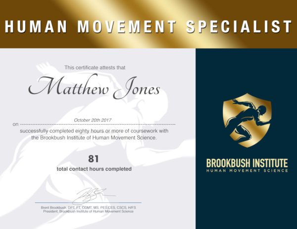 Brent Brookbush - Human Movement Specialist Certification